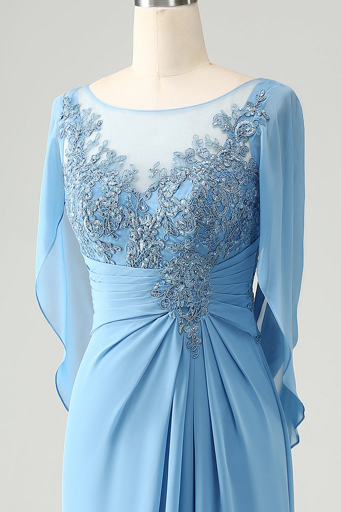 ZAPAKA Women Glitter Blue Mermaid Chiffon Mother of Bride Dress Beaded ...