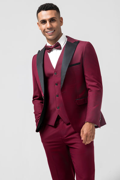 Zapaka Burgundy Men's Suits Peak Lapel 3 Pieces Prom Suits – ZAPAKA