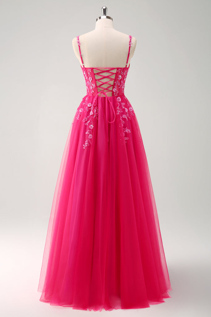 ZAPAKA Women Green Prom Dress A Line Corset Sequined Tulle Spaghetti ...