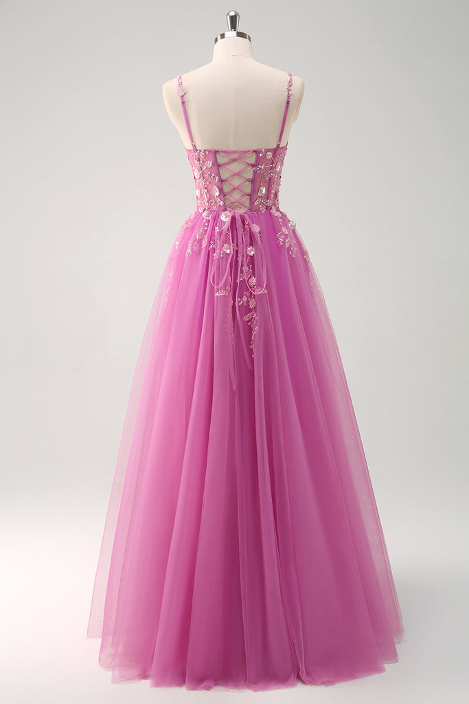 ZAPAKA Women Green Prom Dress A Line Corset Sequined Tulle Spaghetti ...