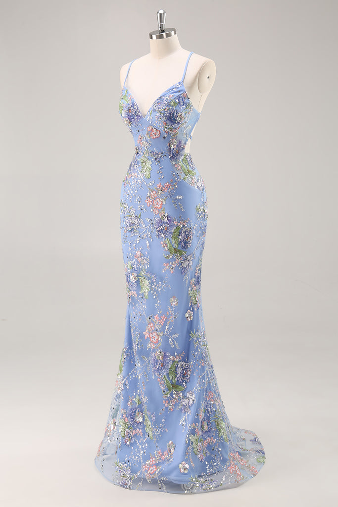 Zapaka Women Pink Long Prom Dress with Appliques Mermaid Spaghetti ...