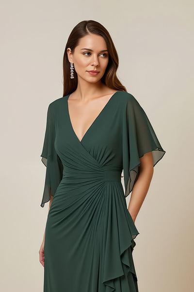 ZAPAKA Women Dark Green Mother of the Bride Dress with Slit Chiffon ...