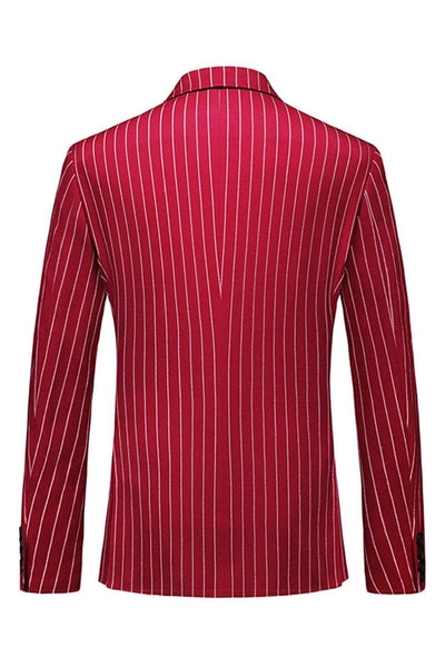 Zapaka Men Red Suits Striped Peak Lapel 3-Piece Work Suits – ZAPAKA