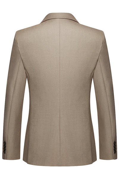 ZAPAKA Men Khaki Coffee 3 Piece Suits Peak Lapel Single Breasted Formal ...