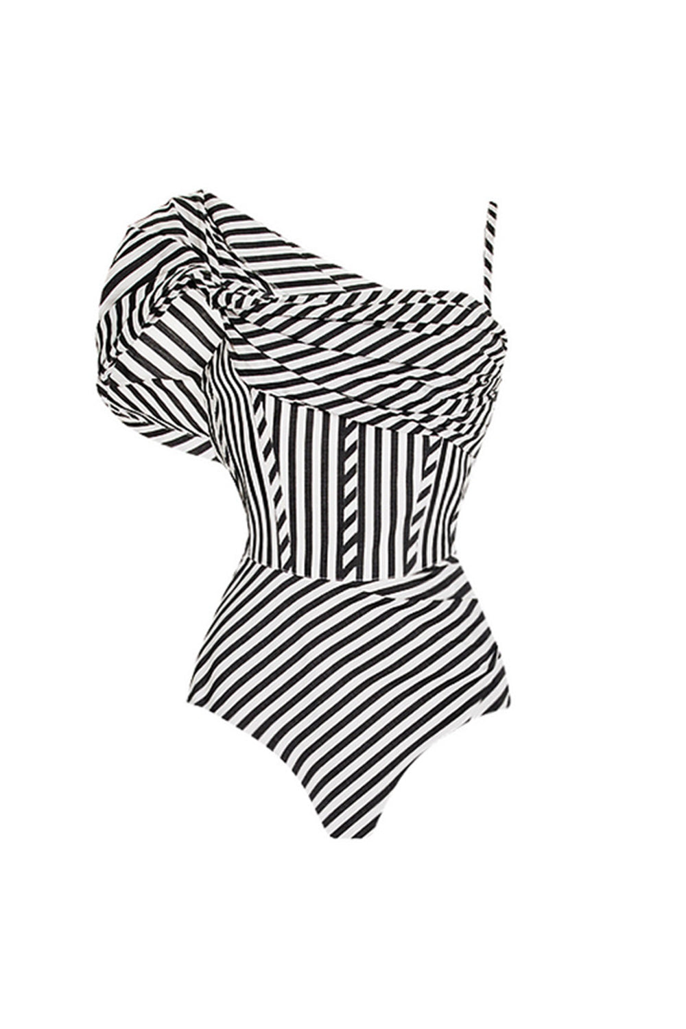 Zapaka Women Black 2 Piece Swimsuit with Beach Dress Striped ...