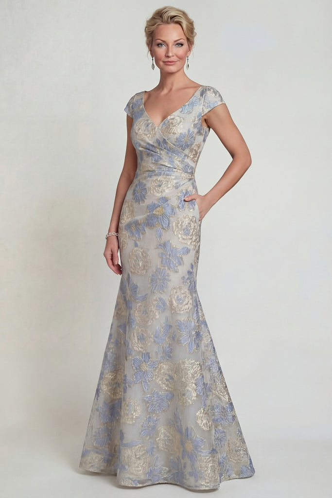 ZAPAKA Women Dusty Blue Mother Of Bride Dress with Pockets V Neck ...