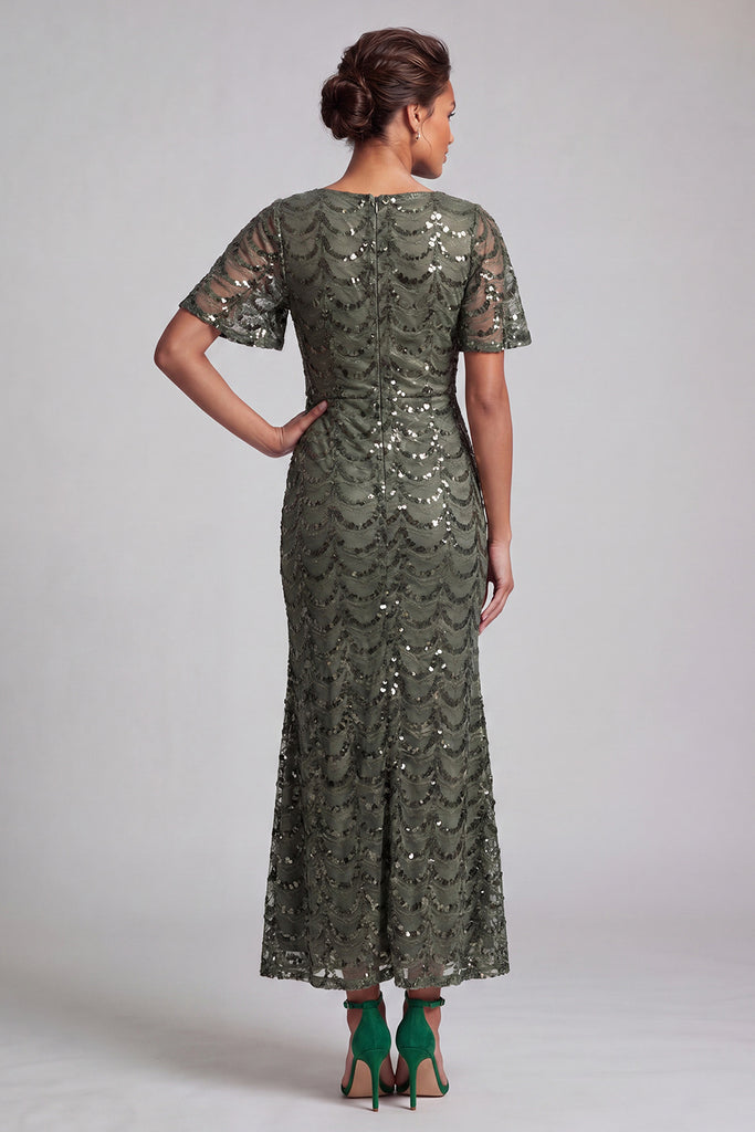 Zapaka Women Navy Mermaid Mother Of the Bride Dress with Slit Sparkly ...