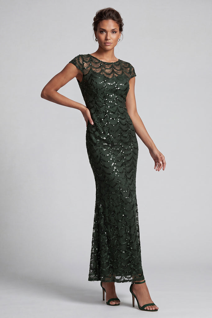 Zapaka Women Navy Mermaid Mother Of the Bride Dress with Cap Sleeves ...