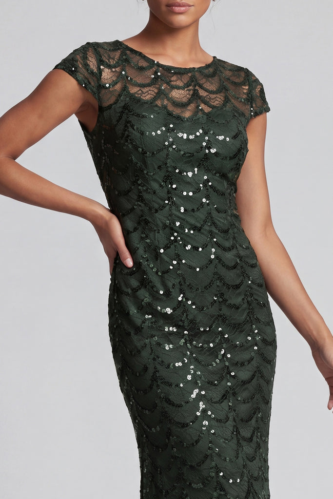 Zapaka Women Navy Mermaid Mother Of the Bride Dress with Cap Sleeves ...
