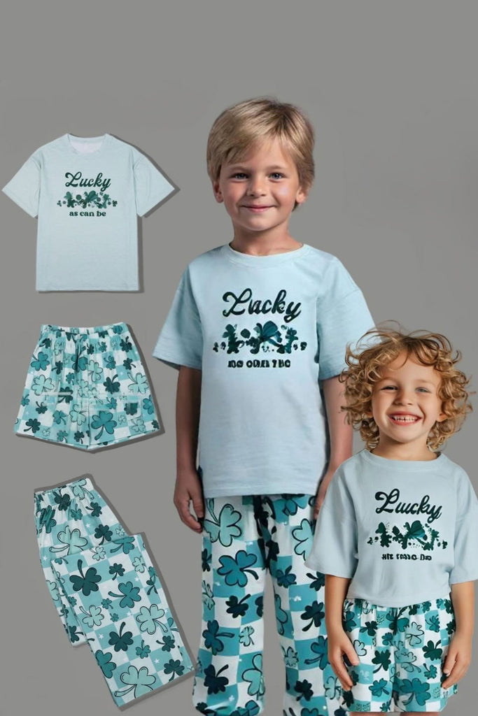 Zapaka Light Blue Matching Family Pajamas Printed Round Neck Short ...