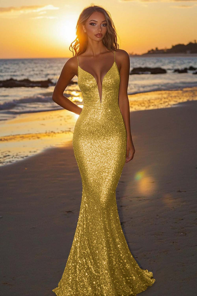 Zapaka Women Sparkly Silver Formal Dress Backless Mermaid Spaghetti ...