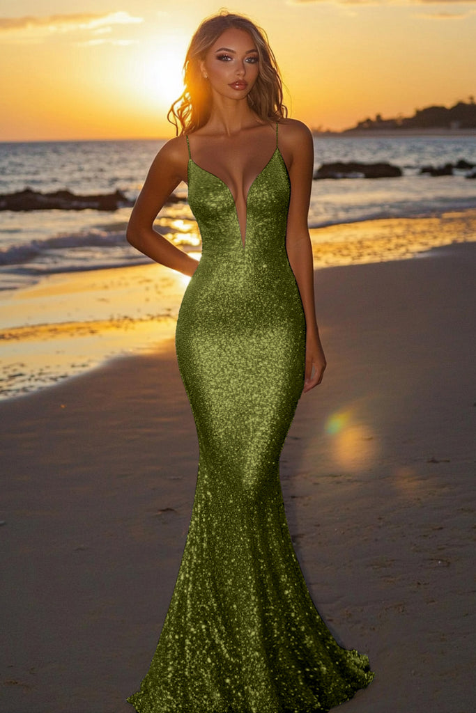 Zapaka Women Sparkly Silver Formal Dress Backless Mermaid Spaghetti ...