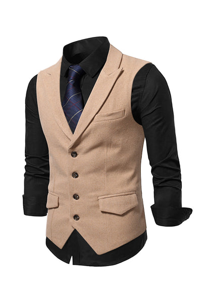 ZAPAKA Peak Lapel Single Breasted Slim Fit Woolen Men's Vest