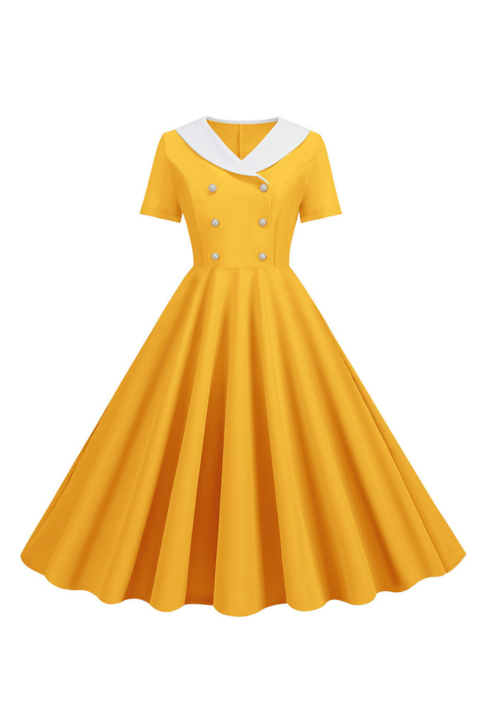 ZAPAKA Women Vintage Dress Peter Pan Collar Swing 1950s Dress with ...