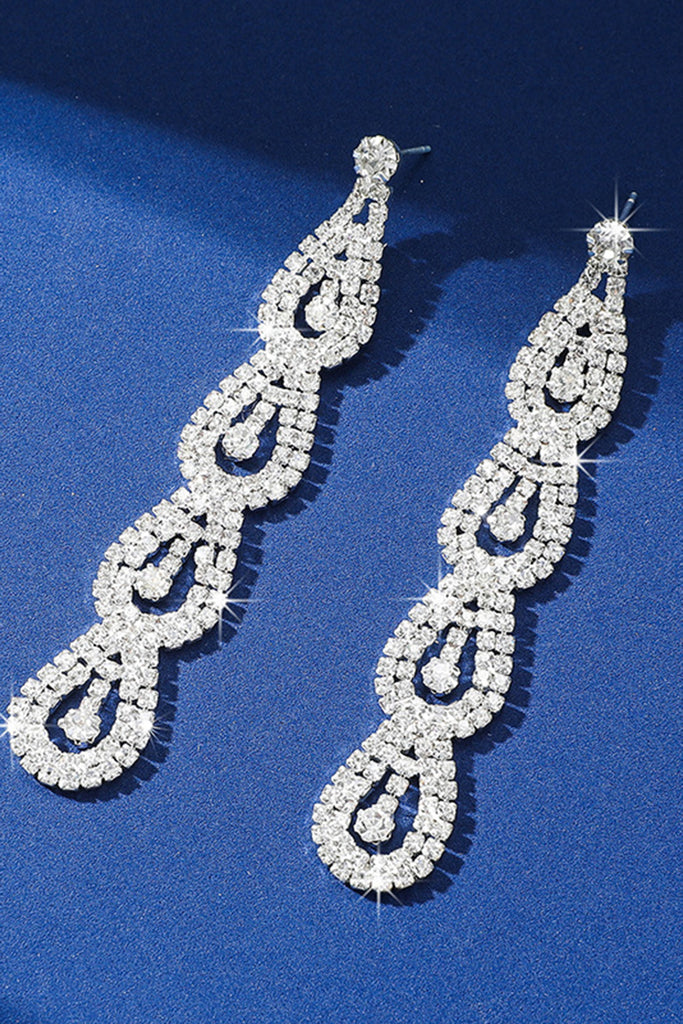 Zapaka Silver Rhinestone Long Drop Earrings – ZAPAKA Zapaka Silver Rhinestone Long Drop Earrings – ZAPAKA
