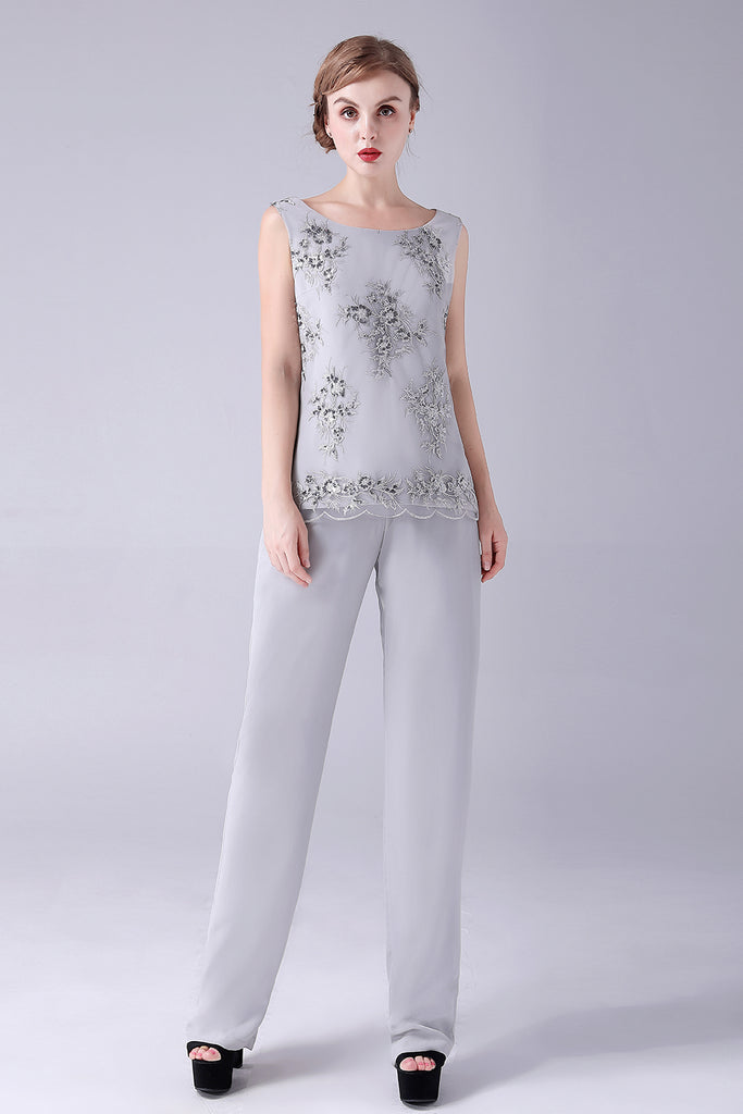 ZAPAKA Women Navy 3 Piece Mother of the Bride Pant Suits with Appliques ...