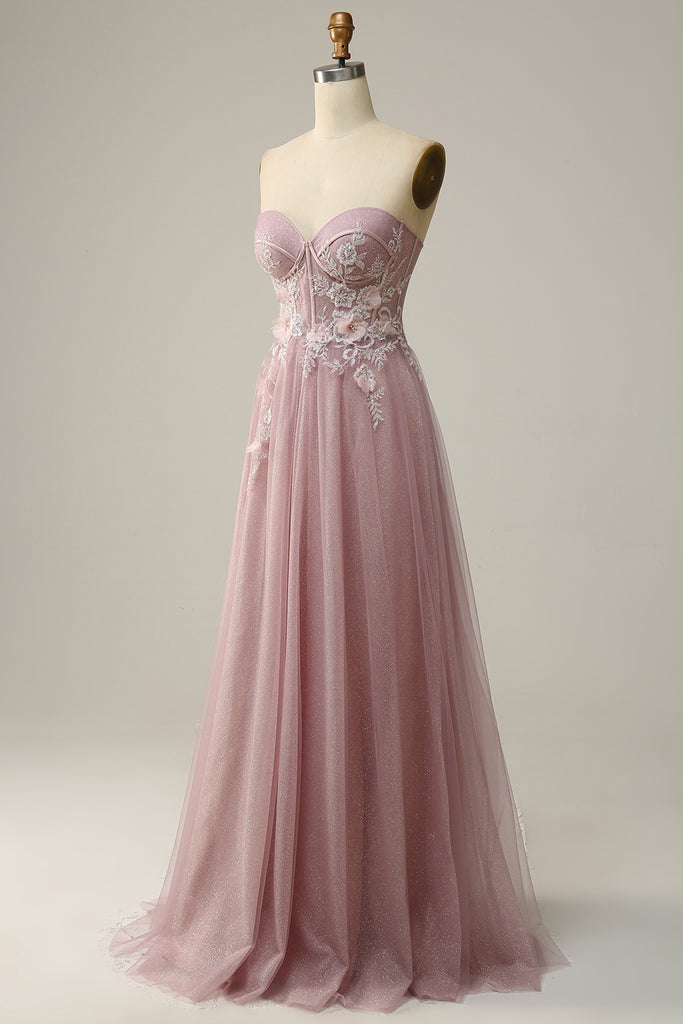 Zapaka Women Grey Purple Prom Dress A Line Sweetheart Evening Dress ...